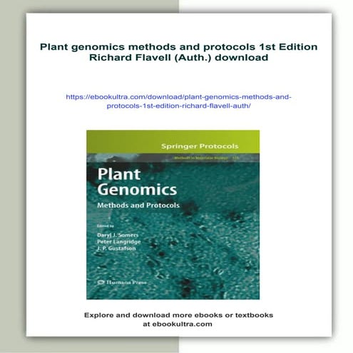 Plant genomics methods and protocols 1st Edition Richard Flavell (Auth.) | PDF