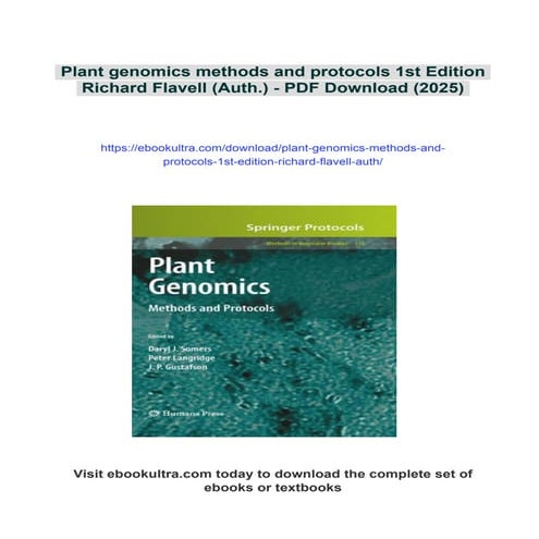 Plant genomics methods and protocols 1st Edition Richard Flavell (Auth ...