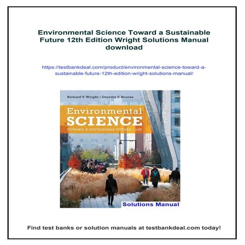 Environmental Science Toward a Sustainable Future 12th Edition Wright ...
