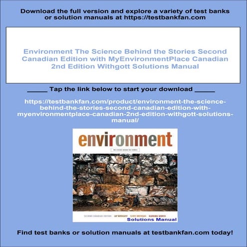 Environment The Science Behind the Stories Second Canadian Edition with ...