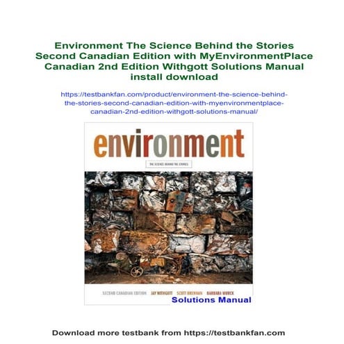 Environment The Science Behind the Stories Second Canadian Edition with ...