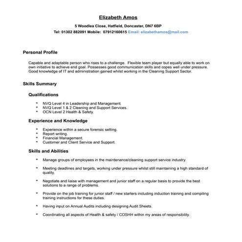 ELIZABETH AMOS CV | RTF