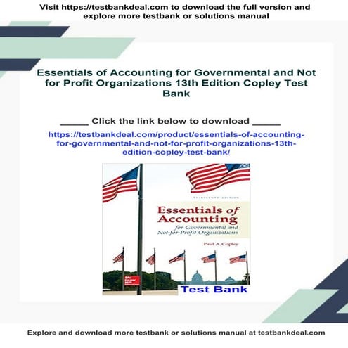 Essentials of Accounting for Governmental and Not for Profit Organizations 13th Edition Copley ...