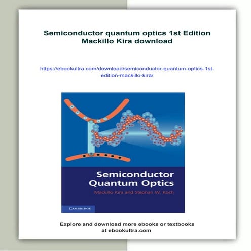 Semiconductor quantum optics 1st Edition Mackillo Kira | PDF