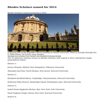 Rhodes Scholars named for 2014 | PDF