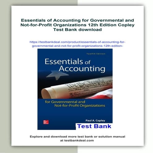 Essentials of Accounting for Governmental and Not-for-Profit Organizations 12th Edition Copley ...