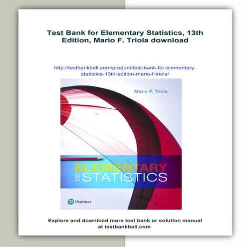 Test Bank for Elementary Statistics, 13th Edition, Mario F. Triola | PDF