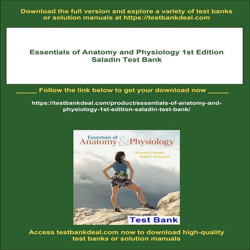 Essentials of Anatomy and Physiology 1st Edition Saladin Test Bank | PDF
