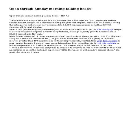 Open thread: Sunday morning talking heads | PDF