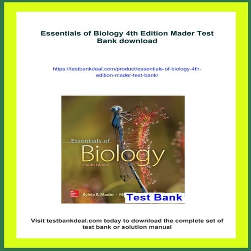 Essentials of Biology 4th Edition Mader Test Bank | PDF