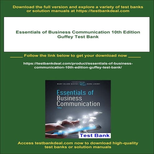 Essentials of Business Communication 10th Edition Guffey Test Bank | PDF