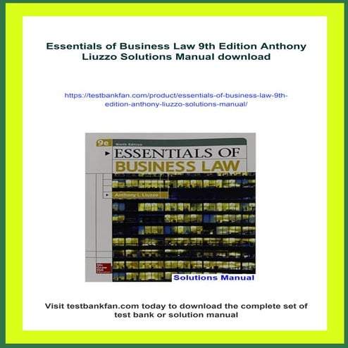 Essentials of Business Law 9th Edition Anthony Liuzzo Solutions Manual ...