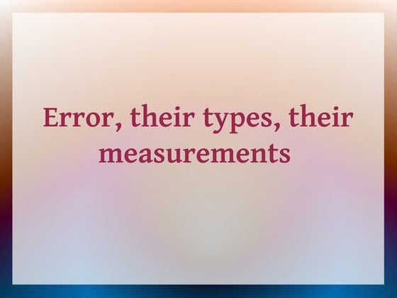 Types of errors | PPT