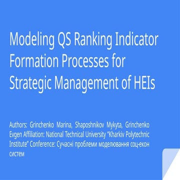 Modeling QS Ranking Indicator Formation Processes for Strategic ...