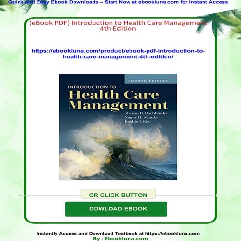 (eBook PDF) Introduction to Health Care Management 4th Edition | PDF