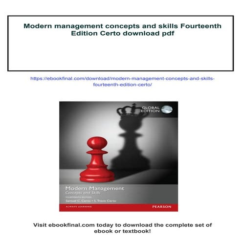 Modern management concepts and skills Fourteenth Edition Certo | PDF