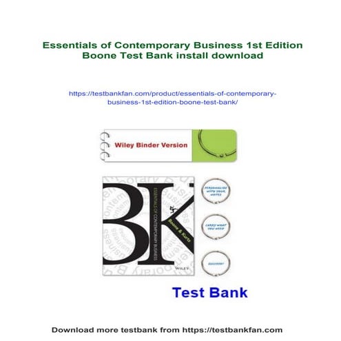Essentials of Contemporary Business 1st Edition Boone Test Bank | PDF