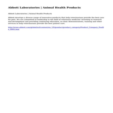 Abbott Laboratories | Animal Health Products | PDF