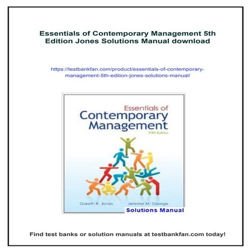 Essentials of Contemporary Management 5th Edition Jones Solutions ...