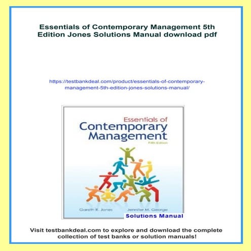 Essentials of Contemporary Management 5th Edition Jones Solutions Manual | PDF