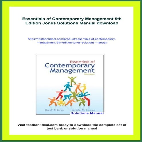 Essentials of Contemporary Management 5th Edition Jones Solutions ...