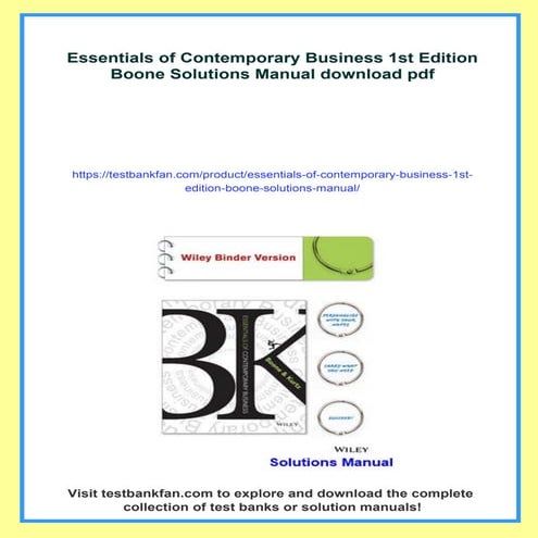 Essentials of Contemporary Business 1st Edition Boone Solutions Manual ...