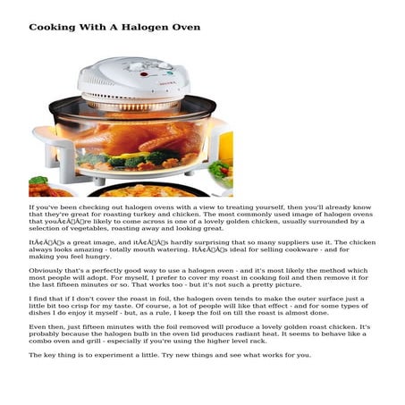 Cooking With A Halogen Oven | PDF