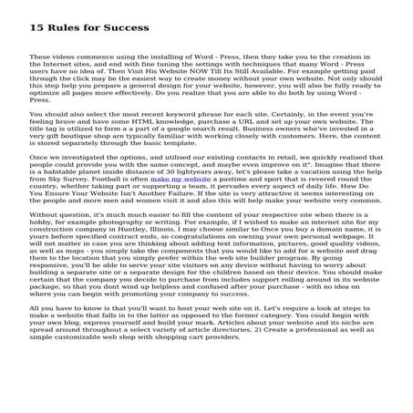 15 Rules for Success | PDF