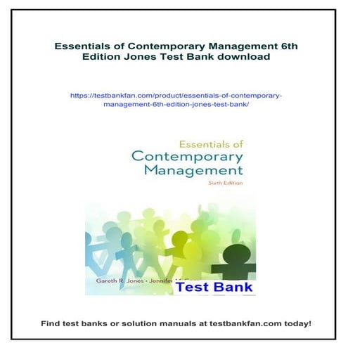 Essentials of Contemporary Management 6th Edition Jones Test Bank | PDF