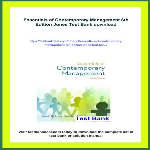 Essentials of Contemporary Management 6th Edition Jones Test Bank | PDF