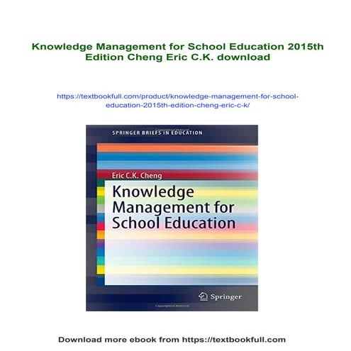 Knowledge Management for School Education 2015th Edition Cheng Eric C.K. | PDF
