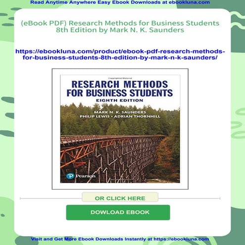 (eBook PDF) Research Methods for Business Students 8th Edition by Mark ...