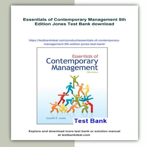 Essentials of Contemporary Management 5th Edition Jones Test Bank | PDF