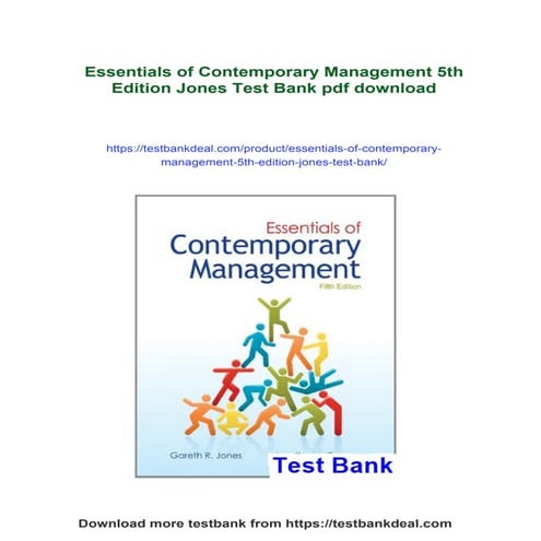 Essentials of Contemporary Management 5th Edition Jones Test Bank | PDF