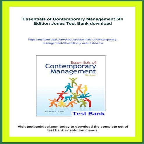 Essentials of Contemporary Management 5th Edition Jones Test Bank | PDF