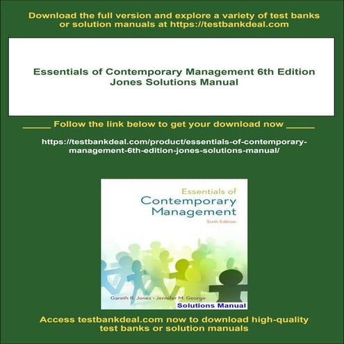 Essentials of Contemporary Management 6th Edition Jones Solutions ...