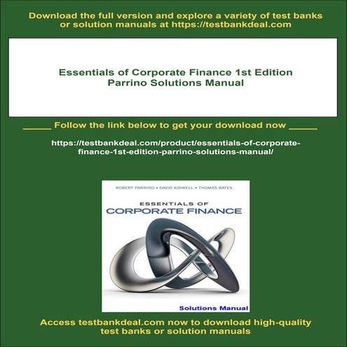 Essentials of Corporate Finance 9th Edition Ross Solutions Manual | PDF