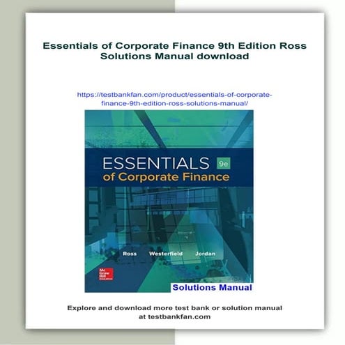 Essentials of Corporate Finance 9th Edition Ross Solutions Manual | PDF