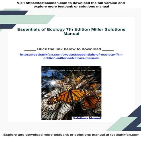 Essentials of Ecology 7th Edition Miller Solutions Manual | PDF