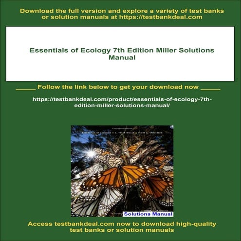 Essentials of Ecology 7th Edition Miller Solutions Manual | PDF
