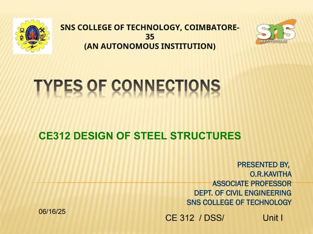 Connections in steel structures | PPTX