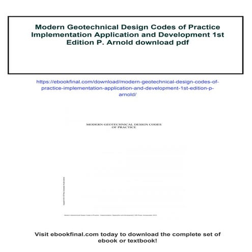 Modern Geotechnical Design Codes of Practice Implementation Application and Development 1st ...