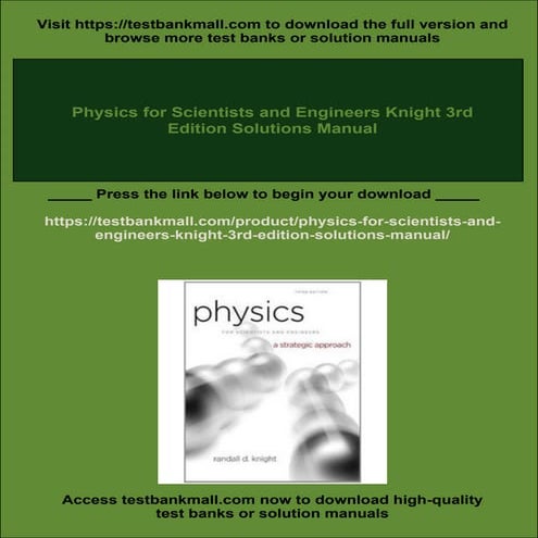 Physics for Scientists and Engineers Knight 3rd Edition Solutions Manual | PDF