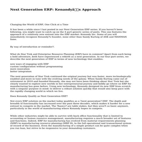 Next Generation ERP: Kenandy’s Approach | PDF