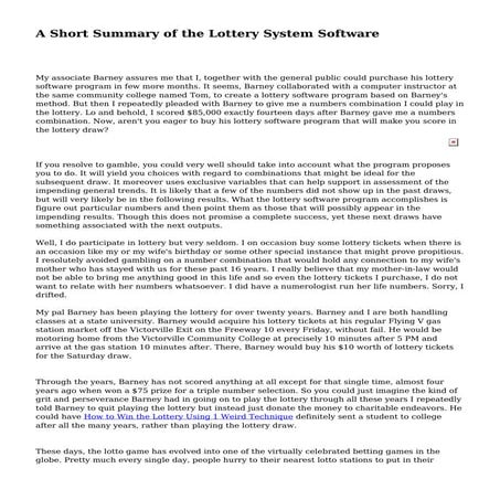 A Short Summary of the Lottery System Software | PDF