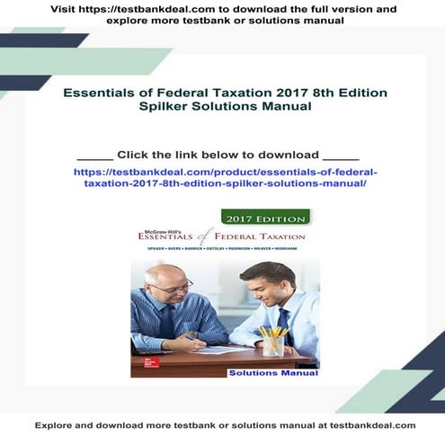 Essentials of Federal Taxation 2017 8th Edition Spilker Solutions ...
