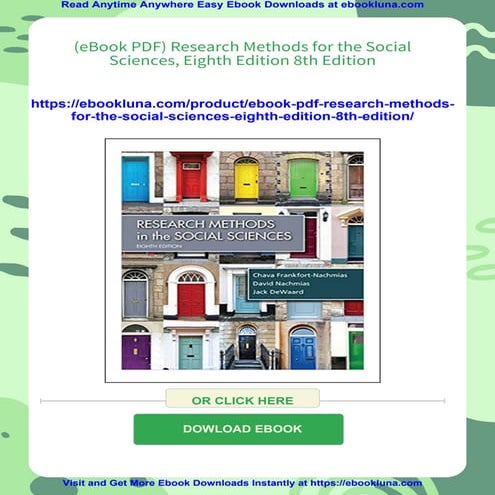 (eBook PDF) Research Methods for the Social Sciences, Eighth Edition 8th Edition | PDF