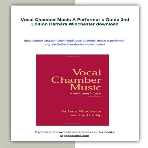 Vocal Chamber Music A Performer s Guide 2nd Edition Barbara Winchester ...