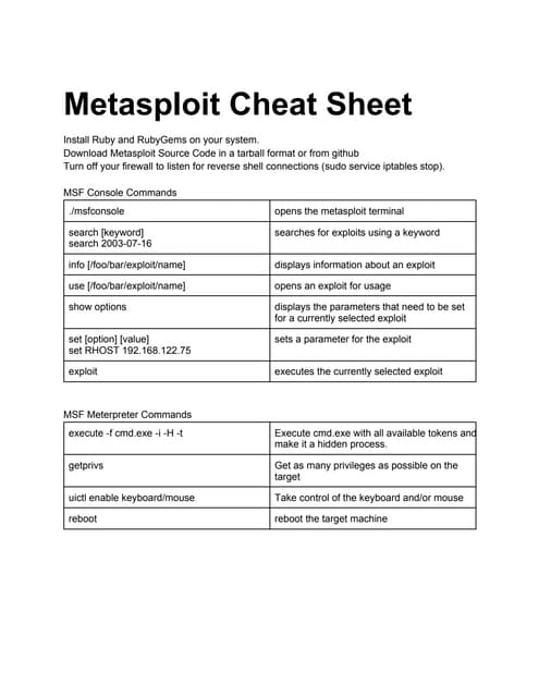 Nmap flags table | PDF