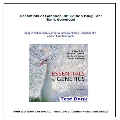 Essentials of Genetics 9th Edition Klug Test Bank | PDF